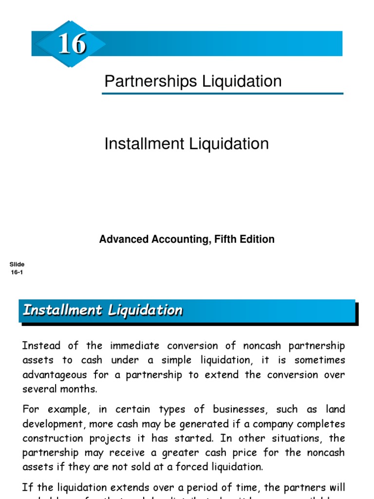 Chapter 16 Partnership Liquidation - Part 2 | PDF | Partnership ...
