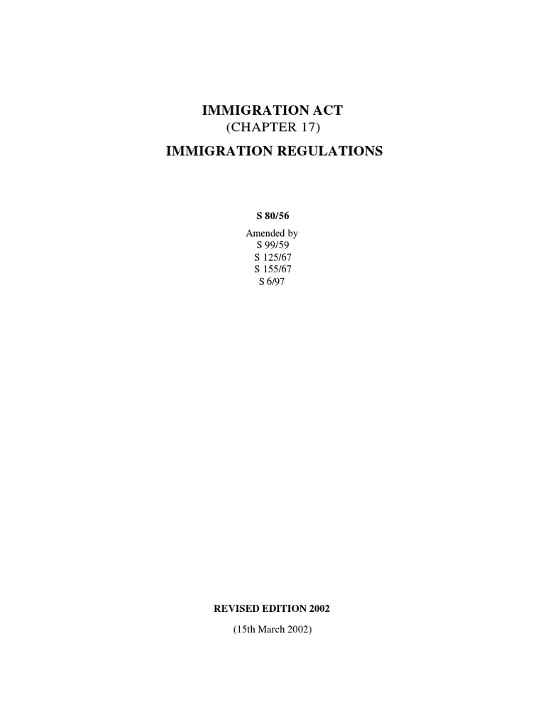 Immigration Act Chapter 17 (Brunei Darussalam) | PDF | Passport ...
