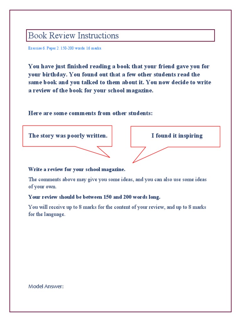 Book Review Instructions: Write A Review For Your School Magazine ...