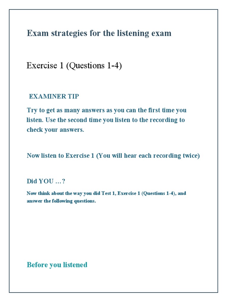 Listening Exam Strategies and Tips | PDF | Plural | Test (Assessment)