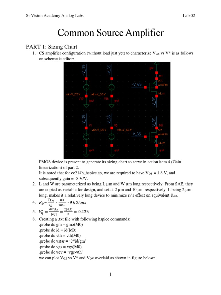 Common Source Amplifier: PART 1: Sizing Chart | PDF | Amplifier ...