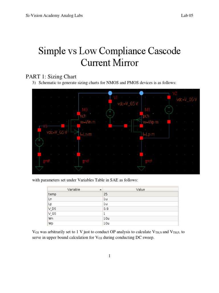 Simple Vs Low Compliance Cascode Current Mirror: PART 1: Sizing Chart | PDF | Field Effect ...