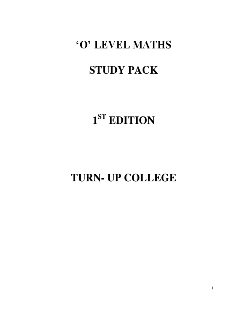 'O' Level Mathematics Study Pack | PDF | Decimal | Matrix (Mathematics)