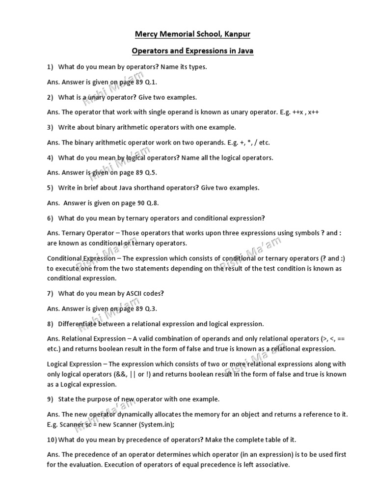 Operators and Expressions in Java | PDF | Software Engineering | Computer Programming