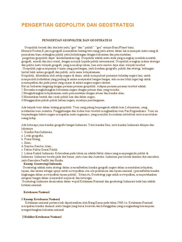 Geopolitik Dan Geostrategi | PDF
