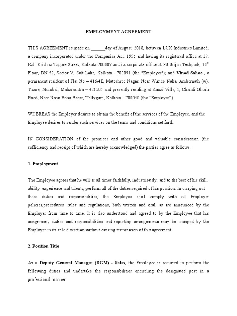 Employment Bond Agreement for 3 Years | PDF | Employment | Salary