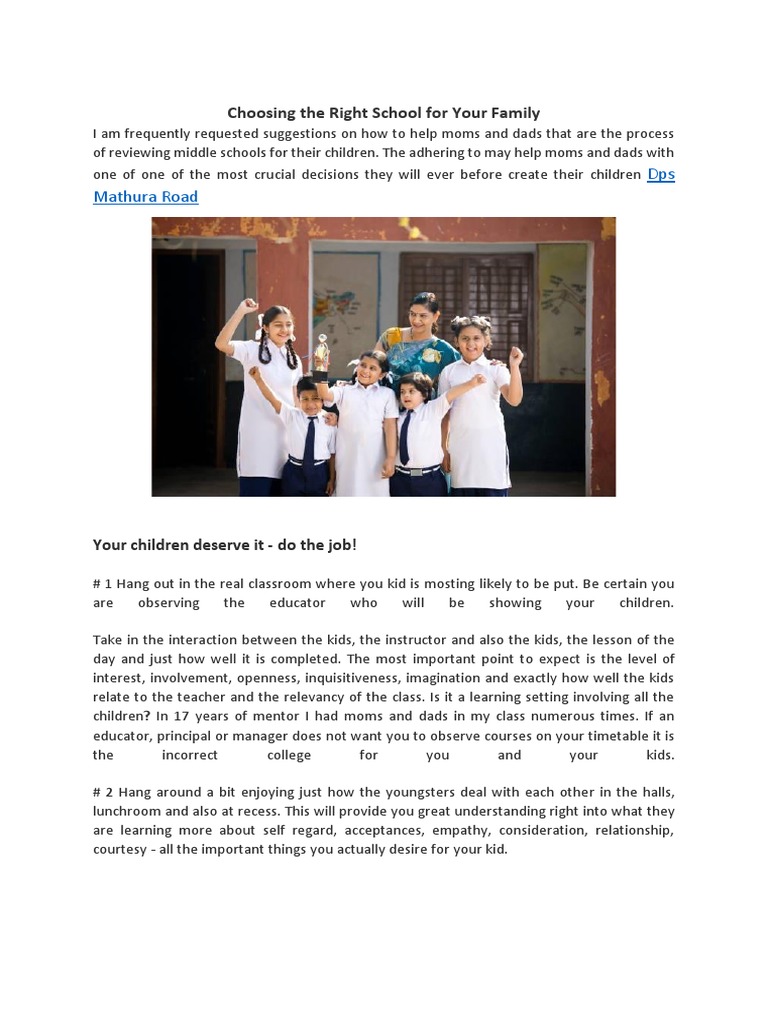 Choosing The Right School For Your Family | PDF | Schools | English As ...