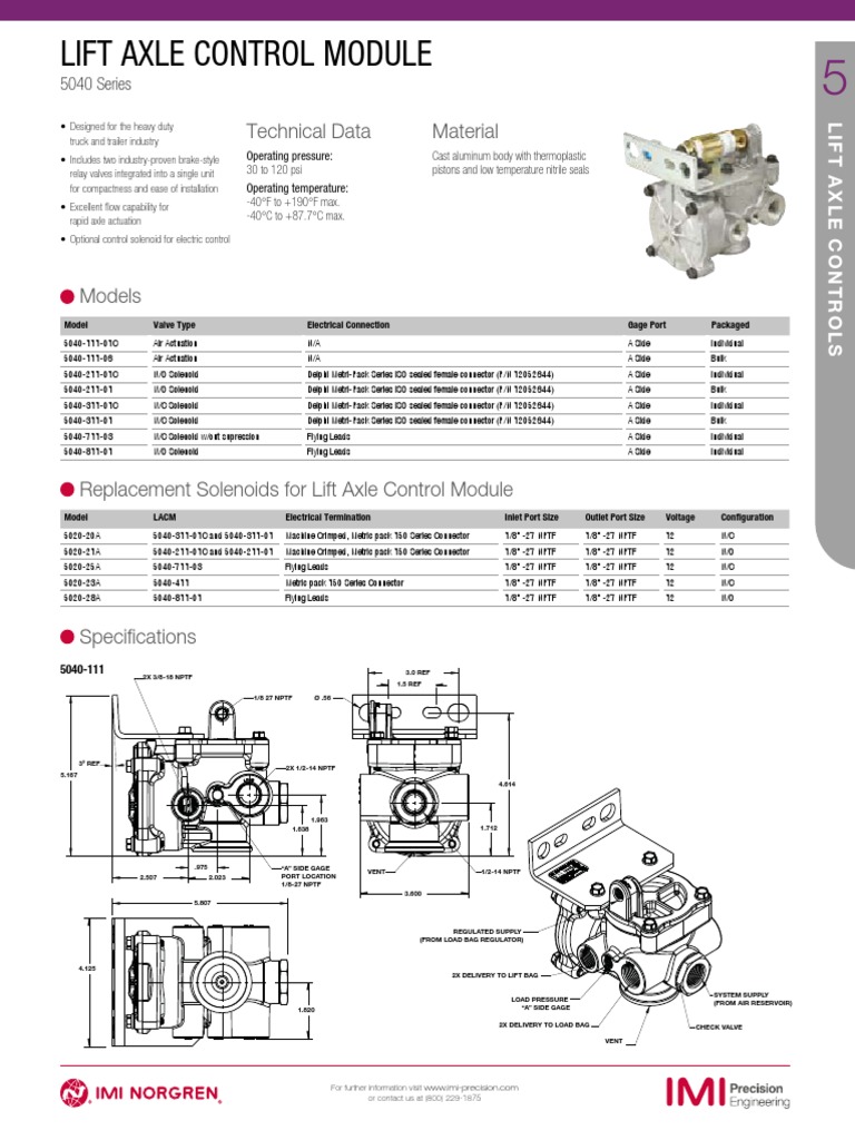 Lift Axle Control Module: Technical Data Material | PDF | Electrical ...