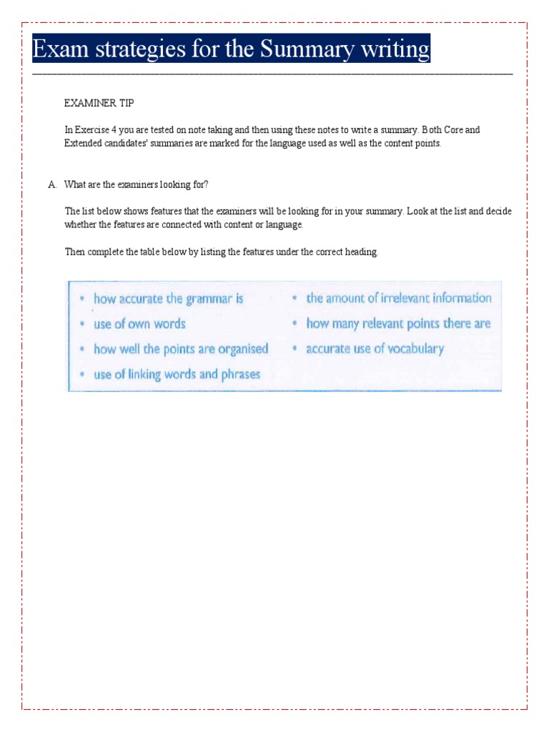 Summary Writing Skills | PDF | Test (Assessment) | Phrase