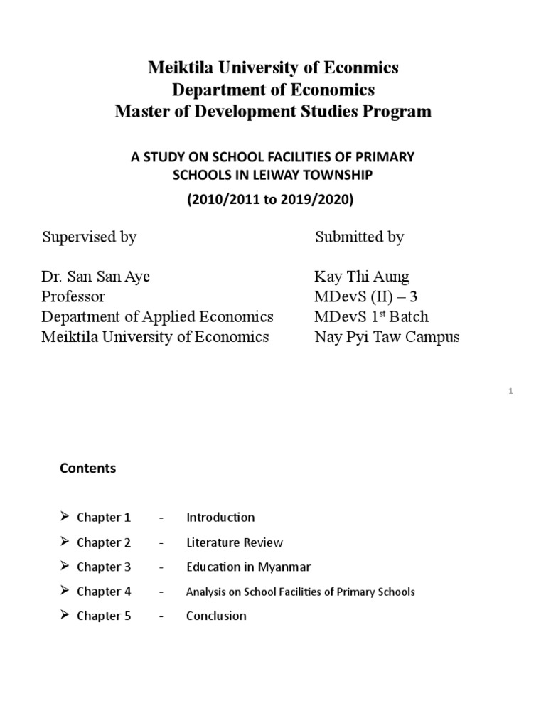 School Facilities in Leiway Township | PDF | Schools | Labour Economics
