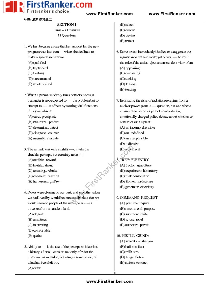 GRE - 2010 2019 - GRE 2014 Sample Question Paper 5 | PDF | Jazz | Saxophone