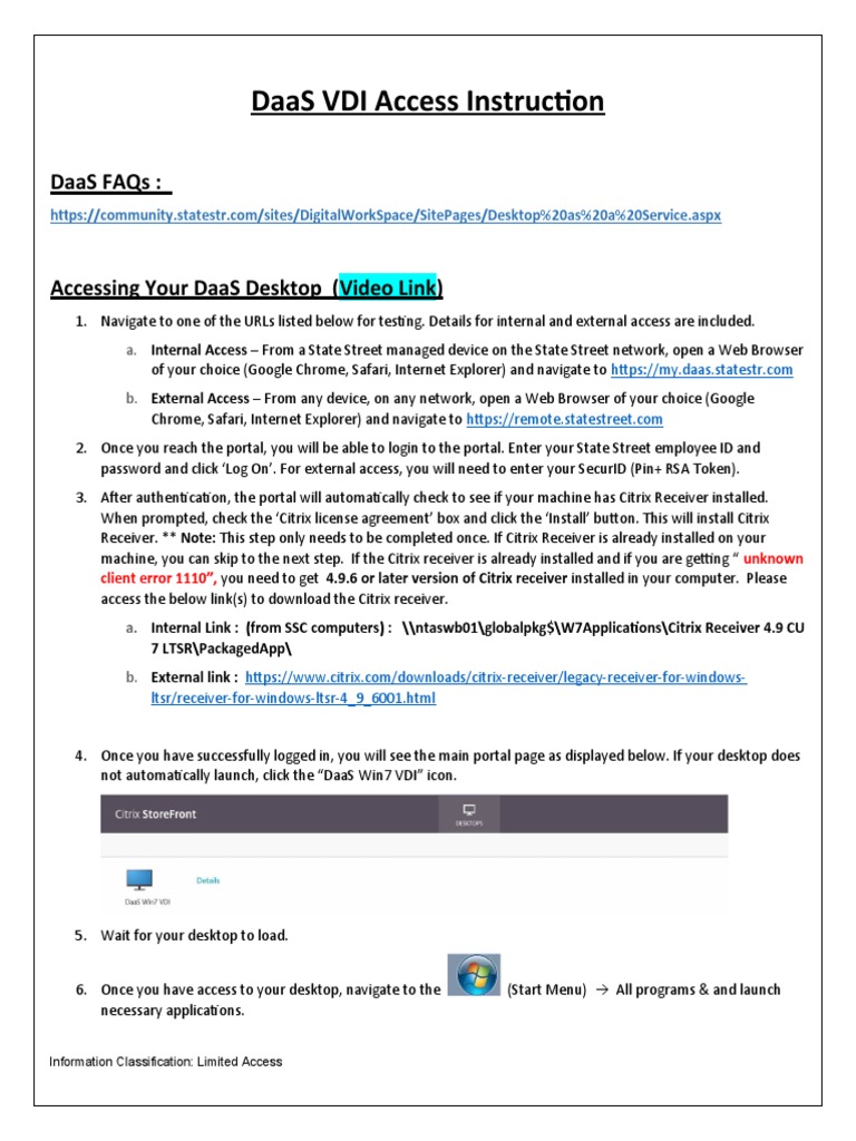 DaaS VDI Access Instruction | PDF | Citrix Systems | Safari (Web Browser)