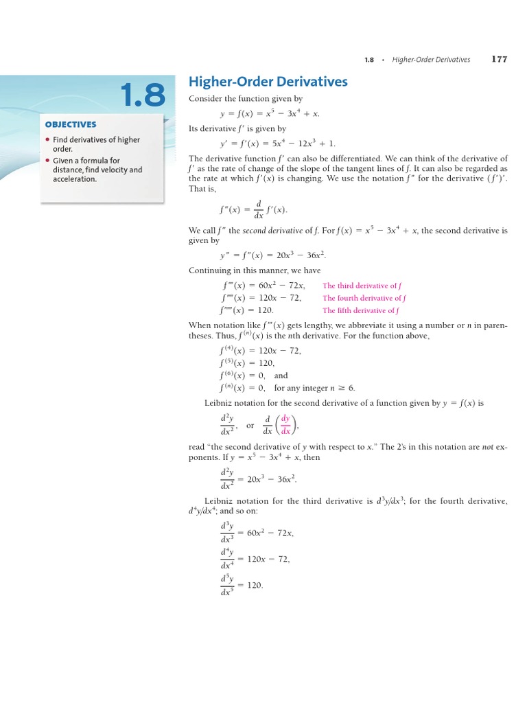 Higher-Order Derivatives Explained | PDF | Derivative | Velocity
