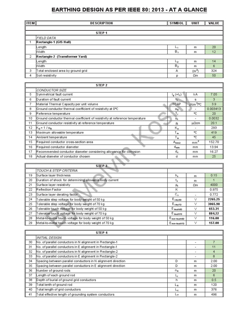 Earthing Design Substation IEEE 80 | Download Free PDF | Electrical ...