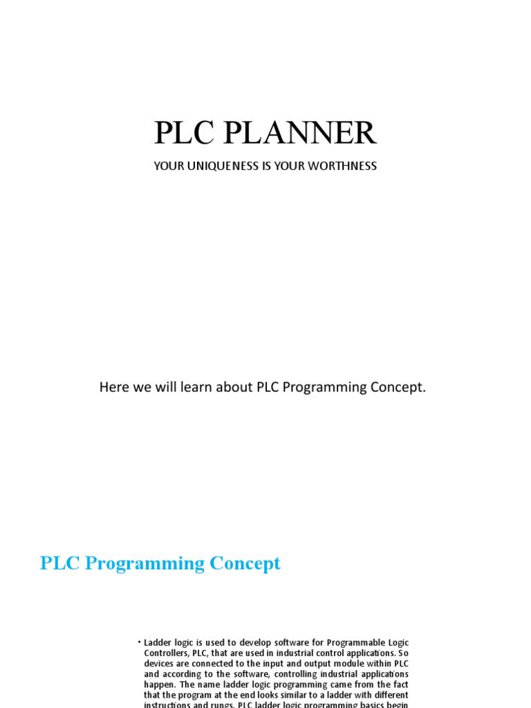 PLC Planner: Your Uniqueness Is Your Worthness | PDF | Programmable ...