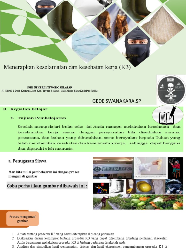 Menerapkan Keselamatan Dan Kesehatan Kerja (K3) : Gede Swanakara - SP | PDF