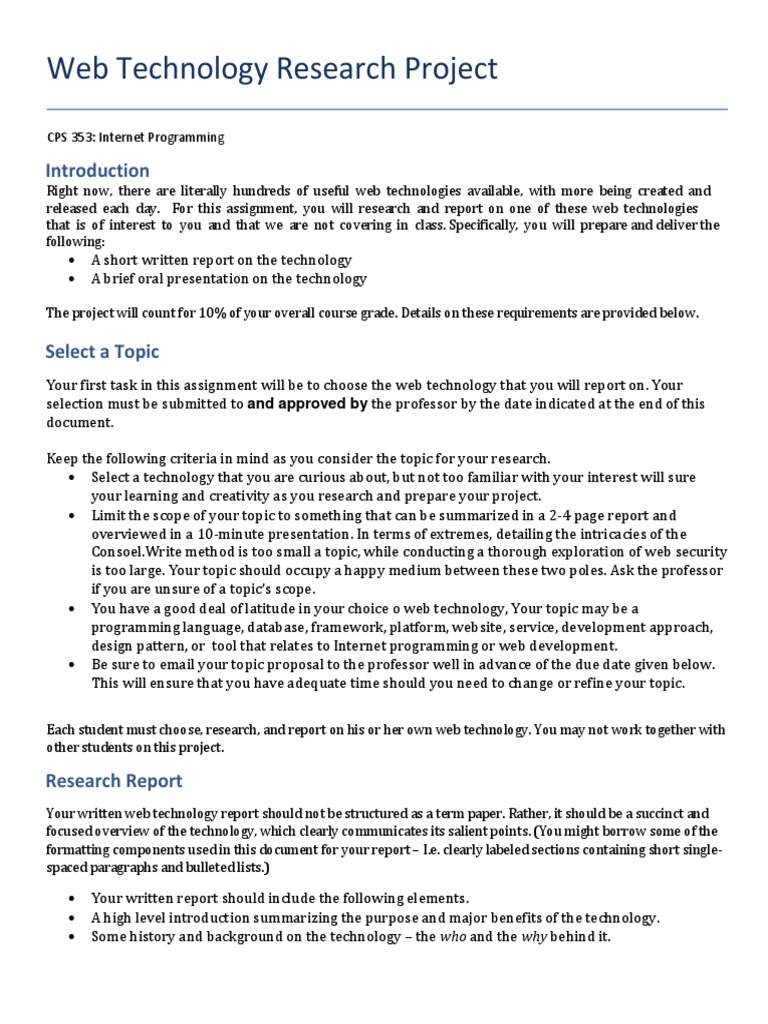 Web Technology Research Proj | PDF | World Wide Web | Internet & Web