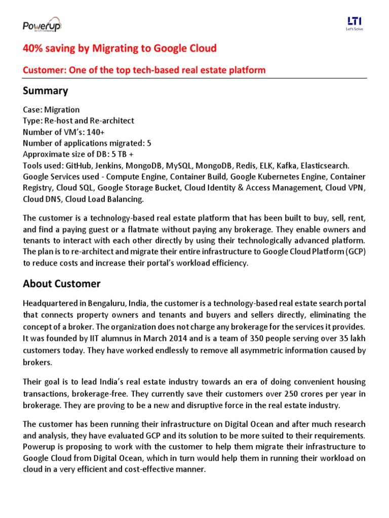 Migration To Google Cloud WWW - Powerupcloud.com 1.PDF 1 | PDF | Cloud Computing | Computer Network