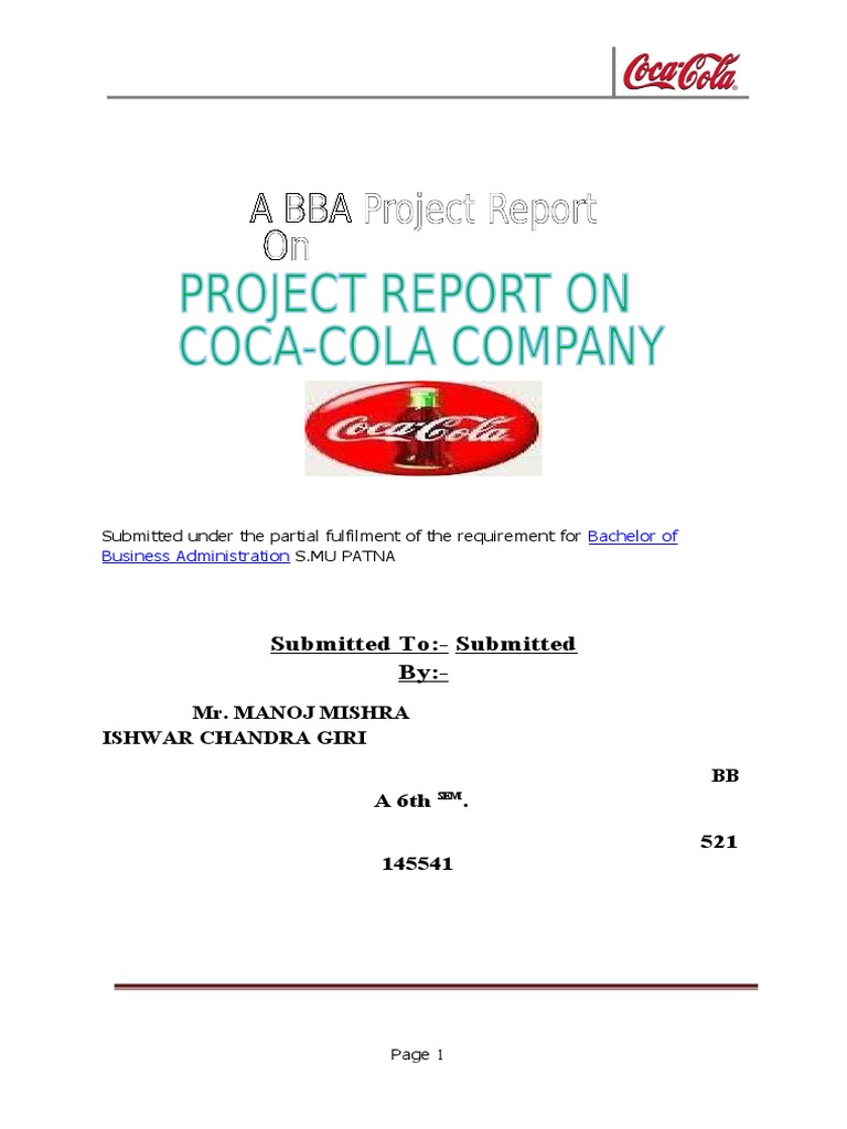 Coca Cola Project Mba | PDF | The Coca Cola Company | Pepsi