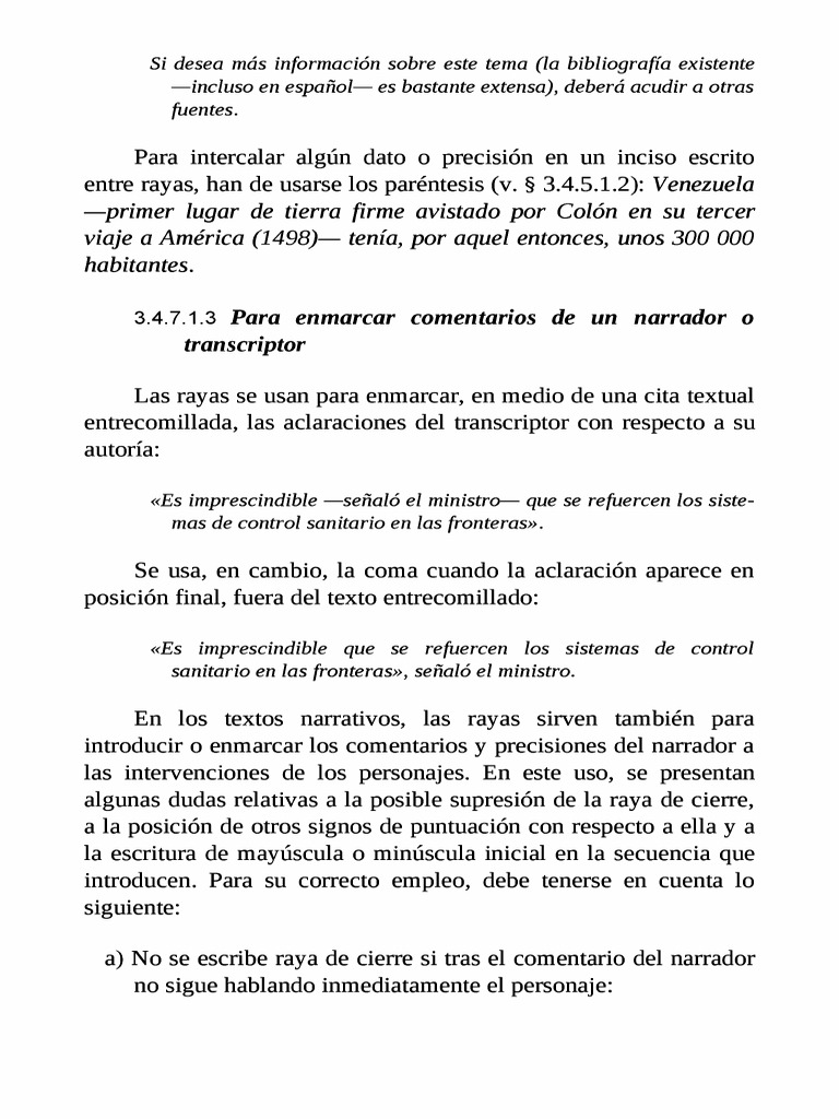 Uso de la raya en diálogos narrativos | PDF | Puntuación | Mecánica del ...