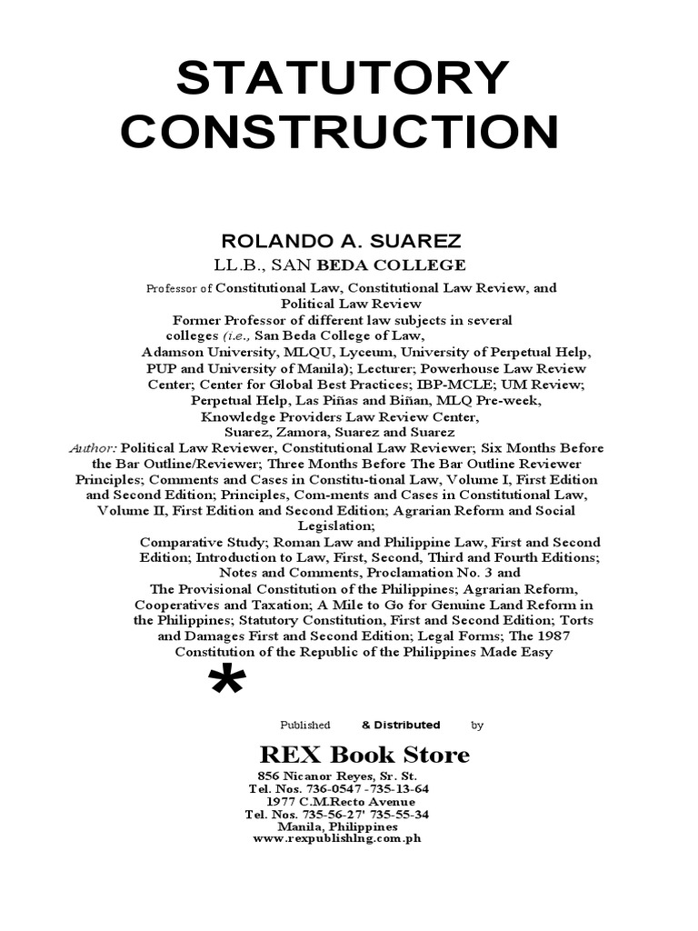 Statutory Construction by Rolando Suarez | PDF | Statutory ...