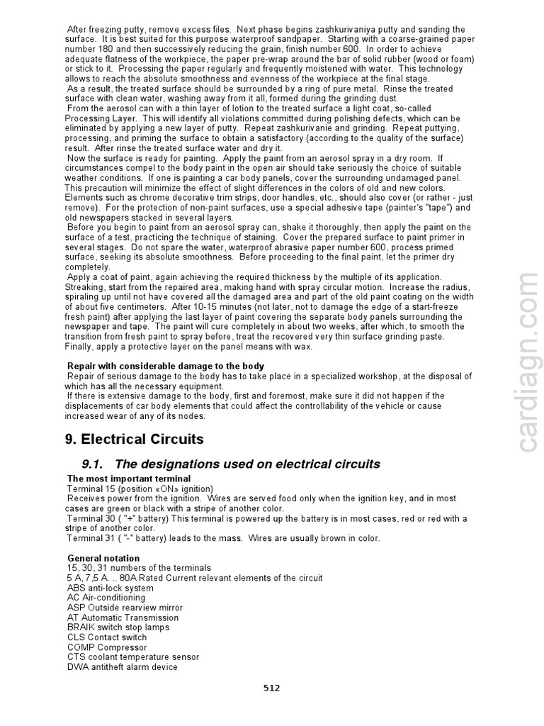9.1. The Designations Used On Electrical Circuits | PDF | Paint | Headlamp
