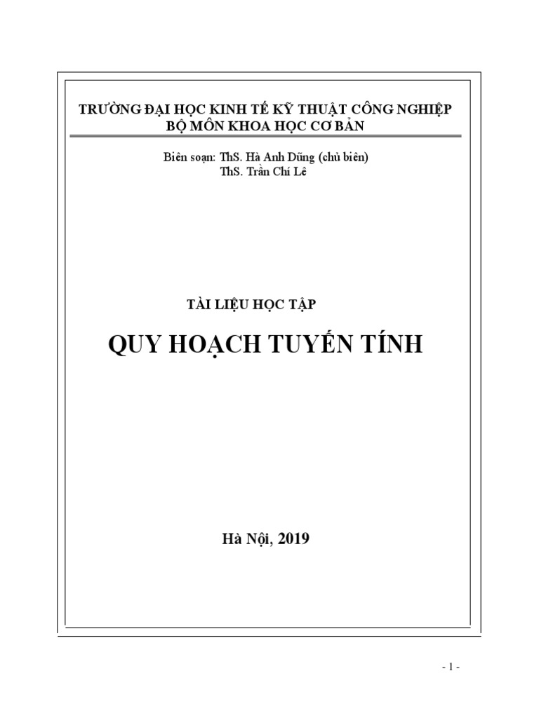 TLHT Quy hoạch tuyến tính.chuẩn | PDF