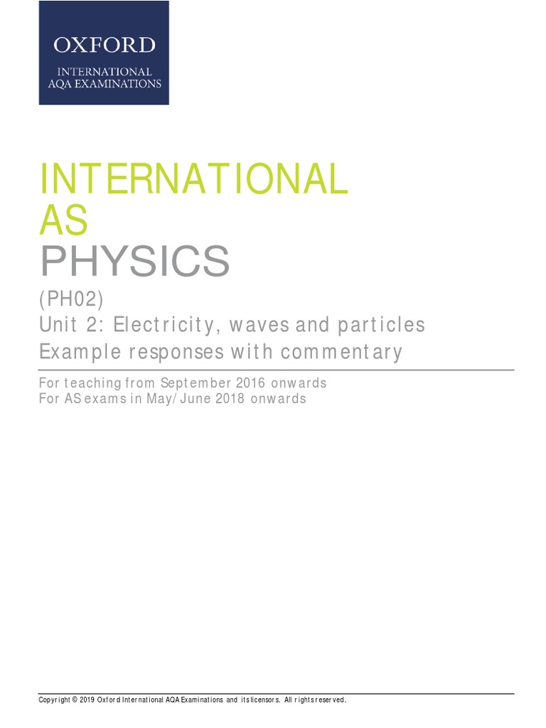 International AS Level Physics Example Responses PH02 Unit2 | PDF ...