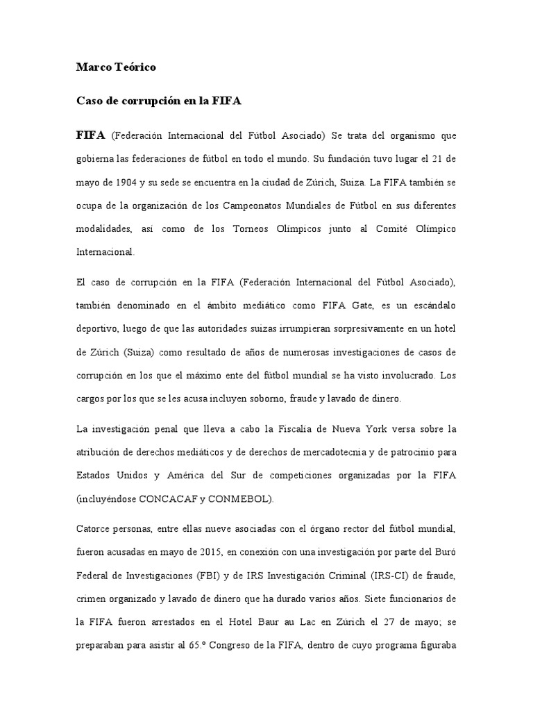 Caso de Corrupción en La FIFA | PDF | FIFA | Asociación de Futbol