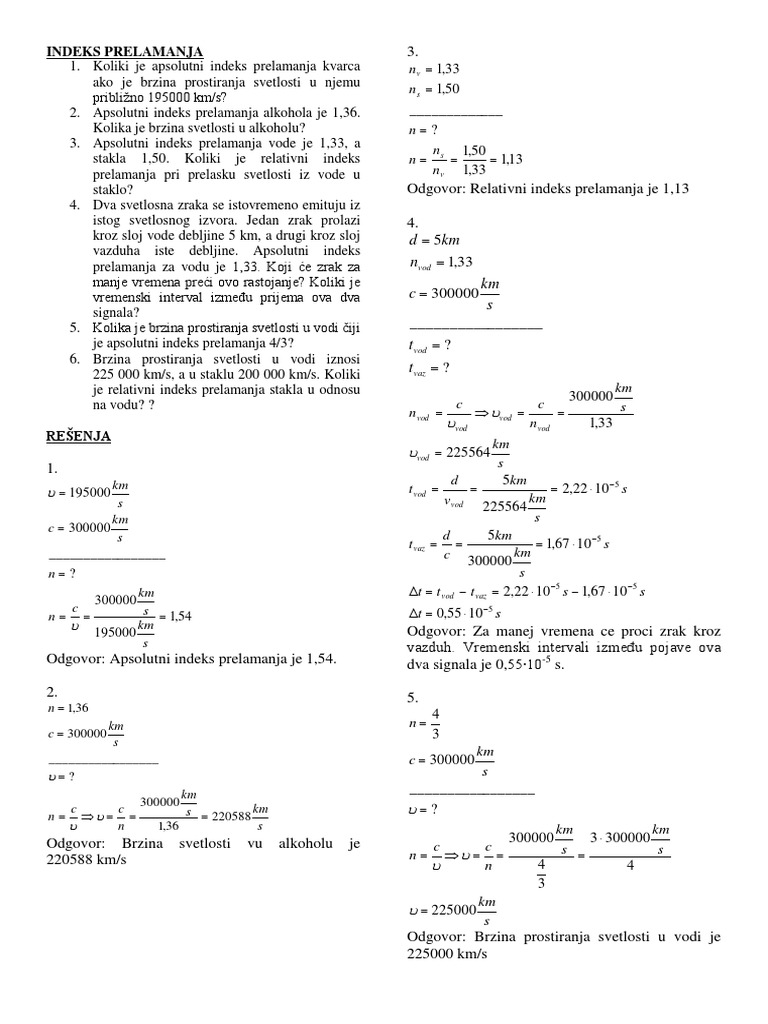 Zadaci (Indeks Prelamanja) | PDF