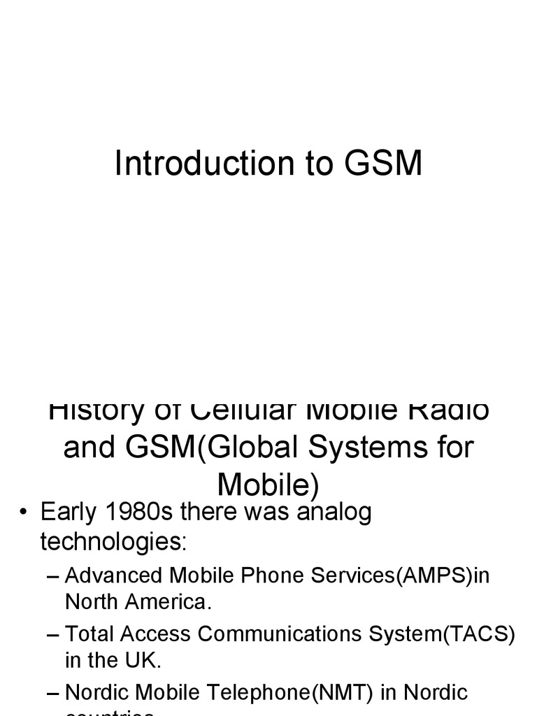 Introduction To GSM PDF | PDF | Gsm | Telecommunications Infrastructure