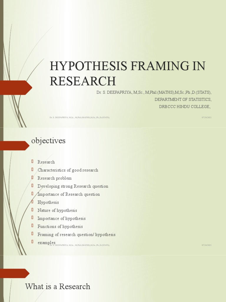 Hypothesis Framing in Research | PDF | Hypothesis | Statistics