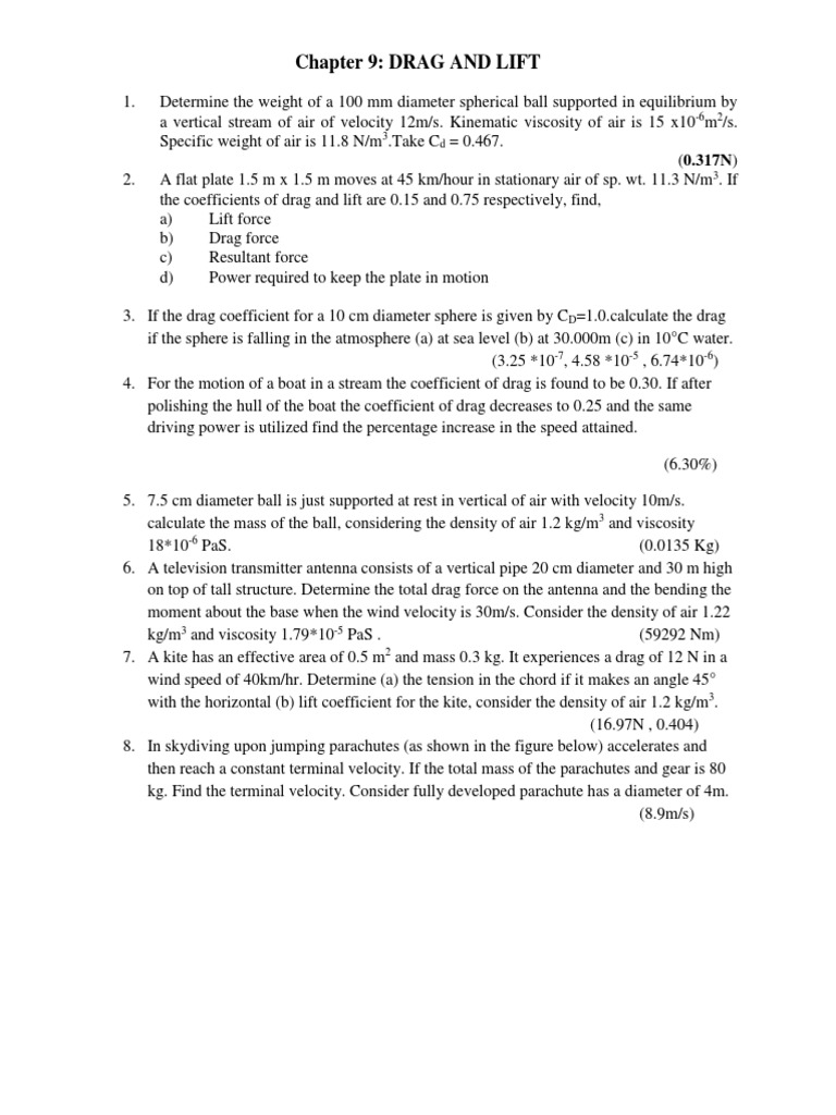 Drag & Lift-2 (Chapter-9) | PDF | Drag (Physics) | Lift (Force)