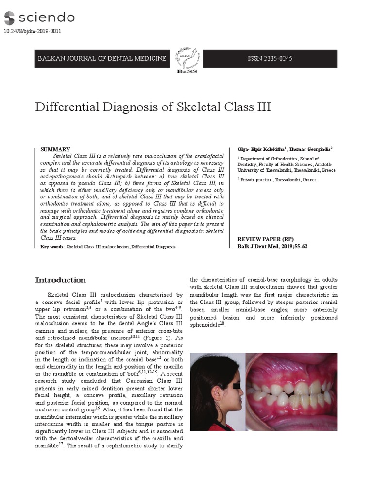 Differential Diagnosis of Skeletal Class III | PDF | Face | Human Anatomy