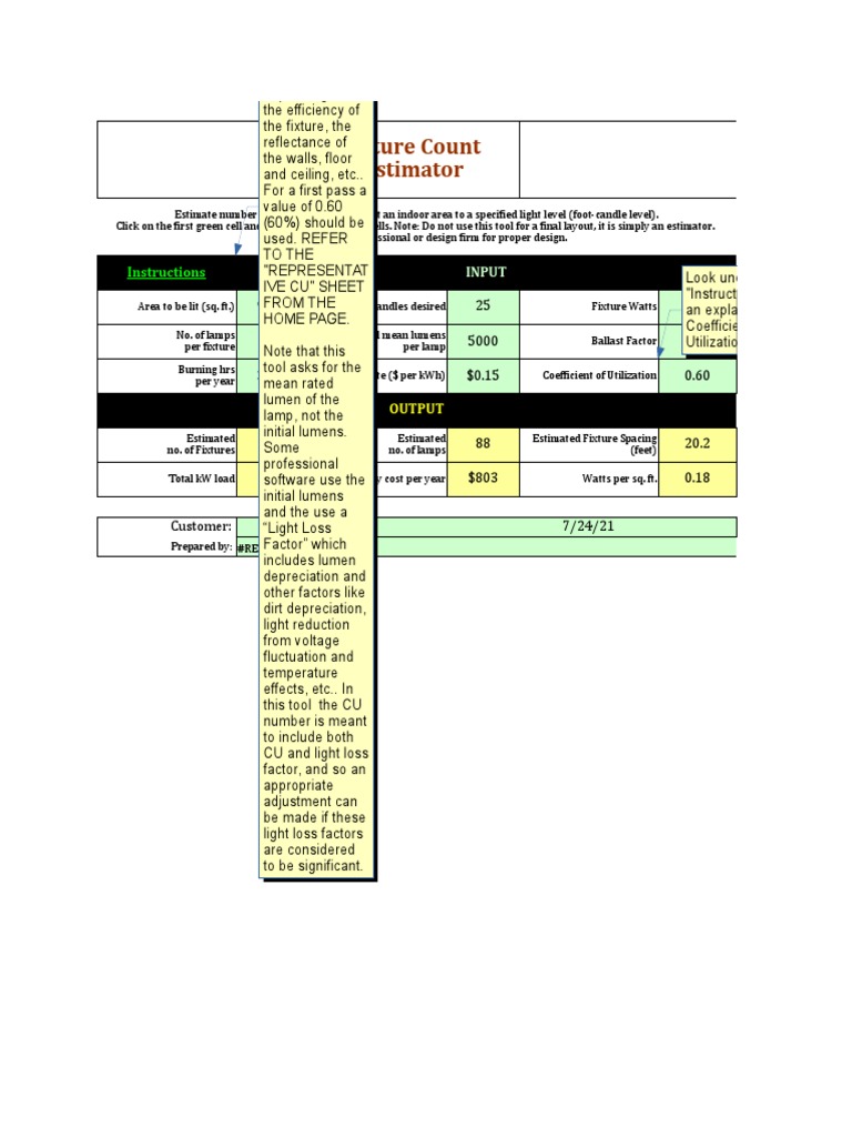 Fixture Count Estimator | PDF | Lighting | Electricity