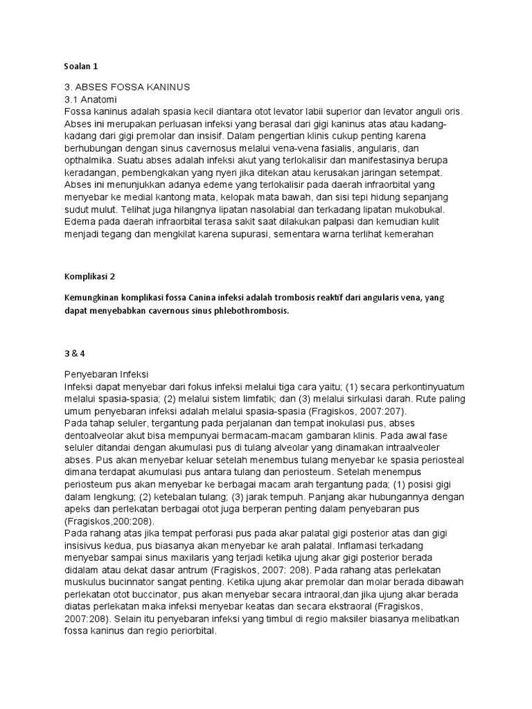 Abses Fossa Kaninus: Anatomi, Penyebaran, dan Pengobatan | PDF | Sains ...