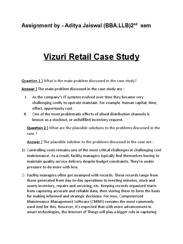 Vizuri Retail Case Study | PDF | Inventory | Retail
