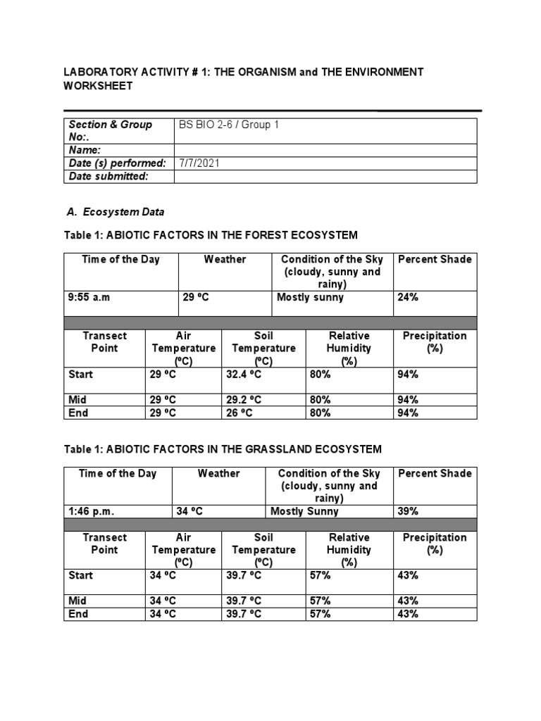 Laboratory Activity 1 | PDF | Ecological Niche | Biology