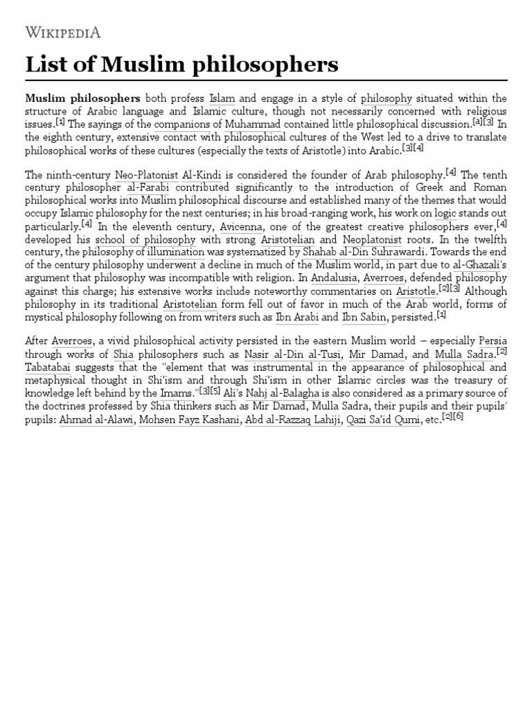 List of Muslim Philosophers - Wikipedia | PDF | Islamic Philosophy | Sufism