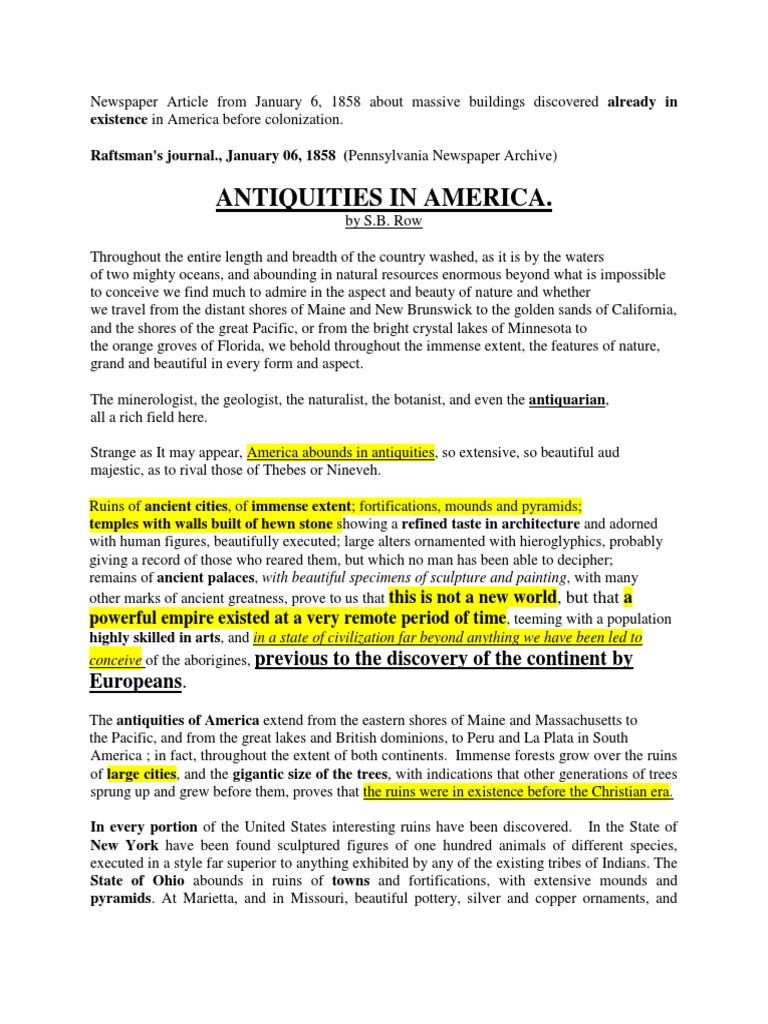 ANTIQUITIES IN AMERICA. 1858 Newspaper Jan 6 1858 | PDF | Ancient Egypt