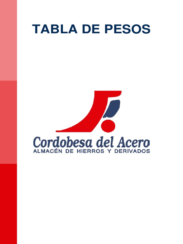 Tabla de Pesos | PDF | Acero estructural | Elementos metálicos