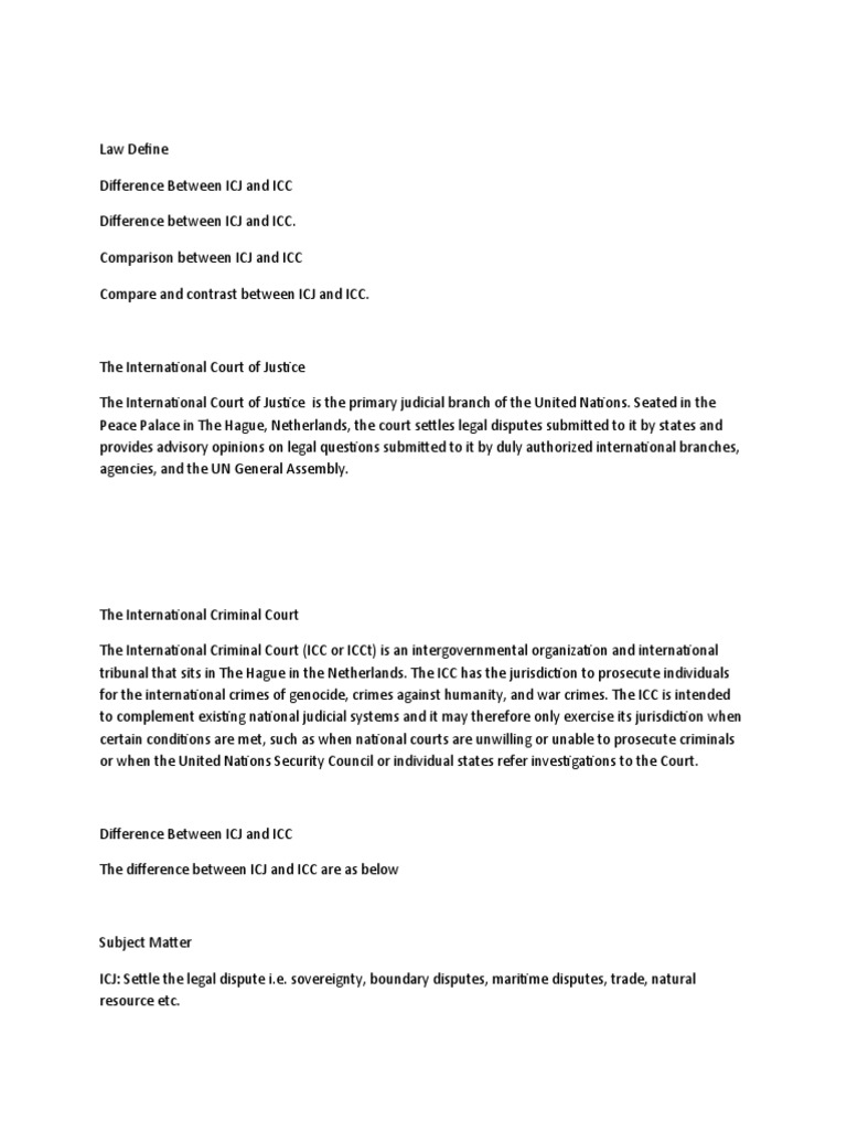 Icj Icc | PDF | International Criminal Court | Jurisdiction