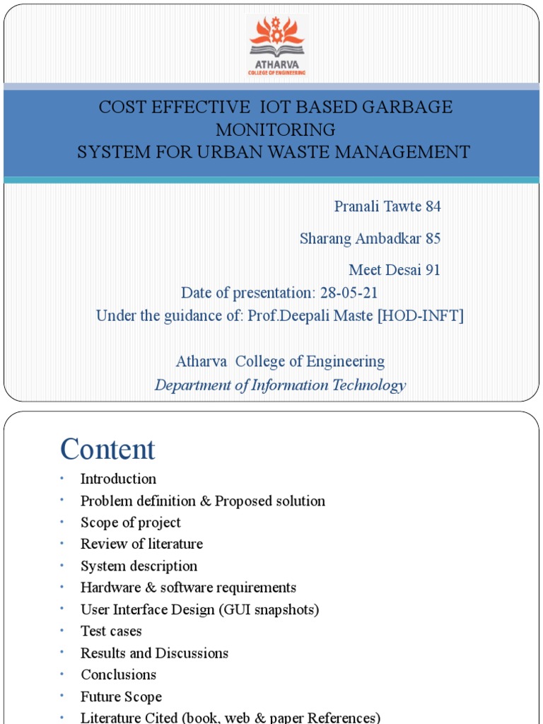 Cost Effective Iot Based Garbage Monitoring System For Urban Waste Management | PDF | Internet ...