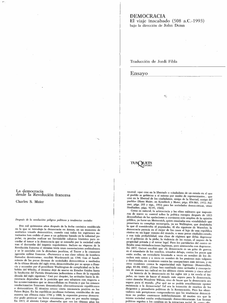 Maier, La Democracia Desde La Revolución Francesa | PDF