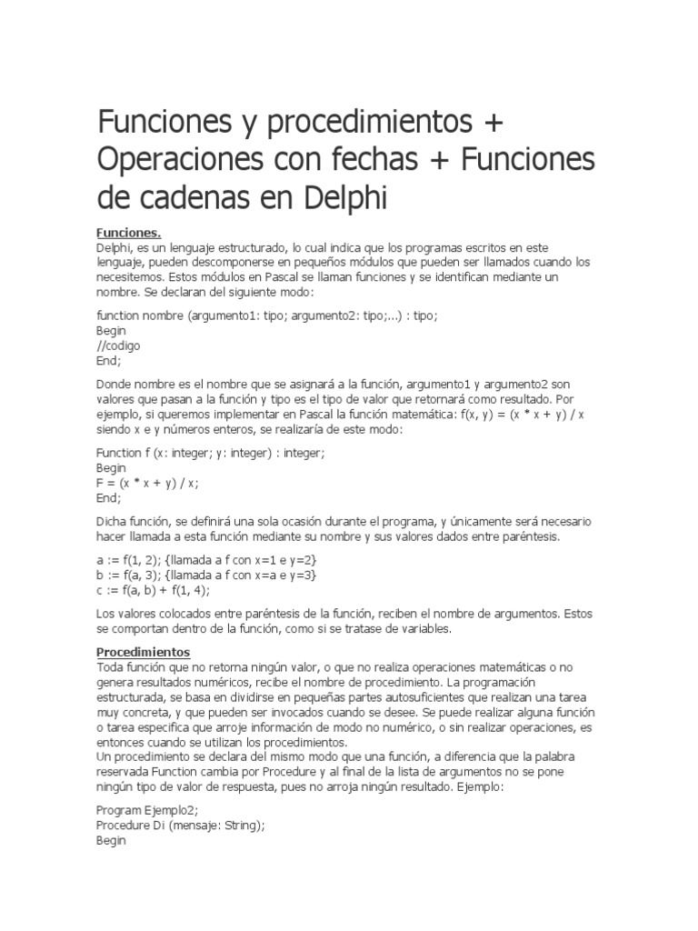 Funciones y Procedimientos | PDF | Función (Matemáticas) | Lenguaje de ...