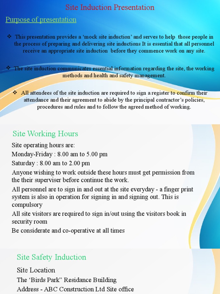 Site Induction Presentation | PDF | Fire Safety | Safety