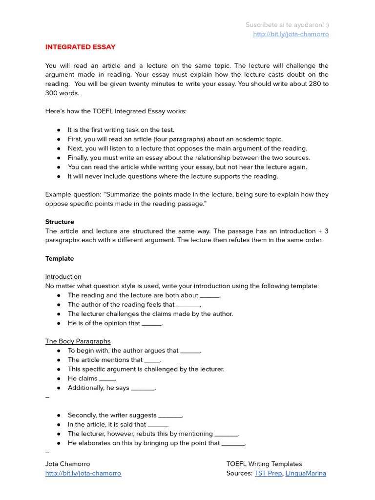 Integrated Essay: Structure | PDF | Essays | Lecture