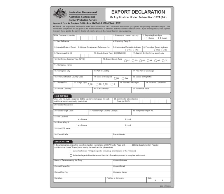 Export Declaration - Australia604715120210721 | PDF | Customs | Business