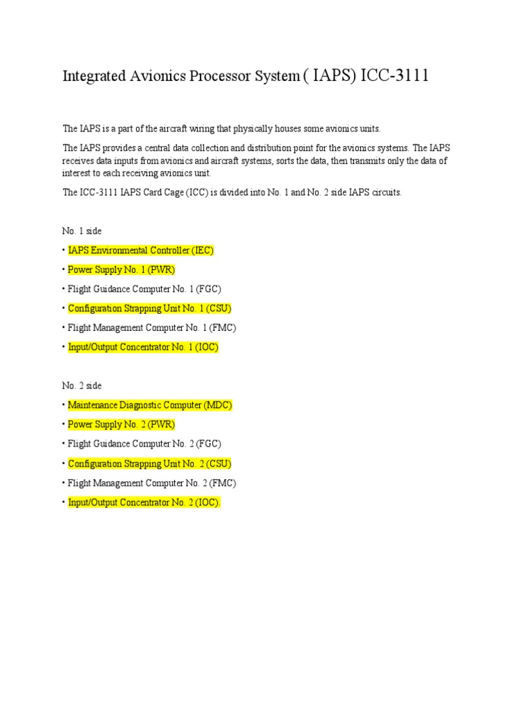 Overview of the Integrated Avionics Processor System ICC-3111 Card Cage ...