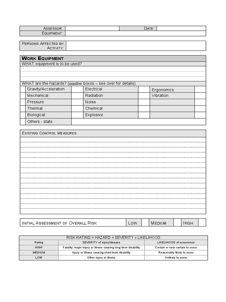 Equipment Risk Assessment Template | PDF | Radiation | Hazards